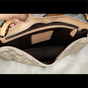 Coach | Bags | Coach Cream Monogram Canvas Leather Handbag | Poshmark